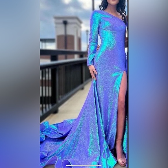 Dresses | Purple Sequin Fitted Prom Dress Altered In Height | Poshmark